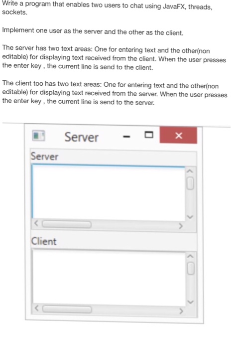 Solved Write a program that enables two users to chat using | Chegg.com