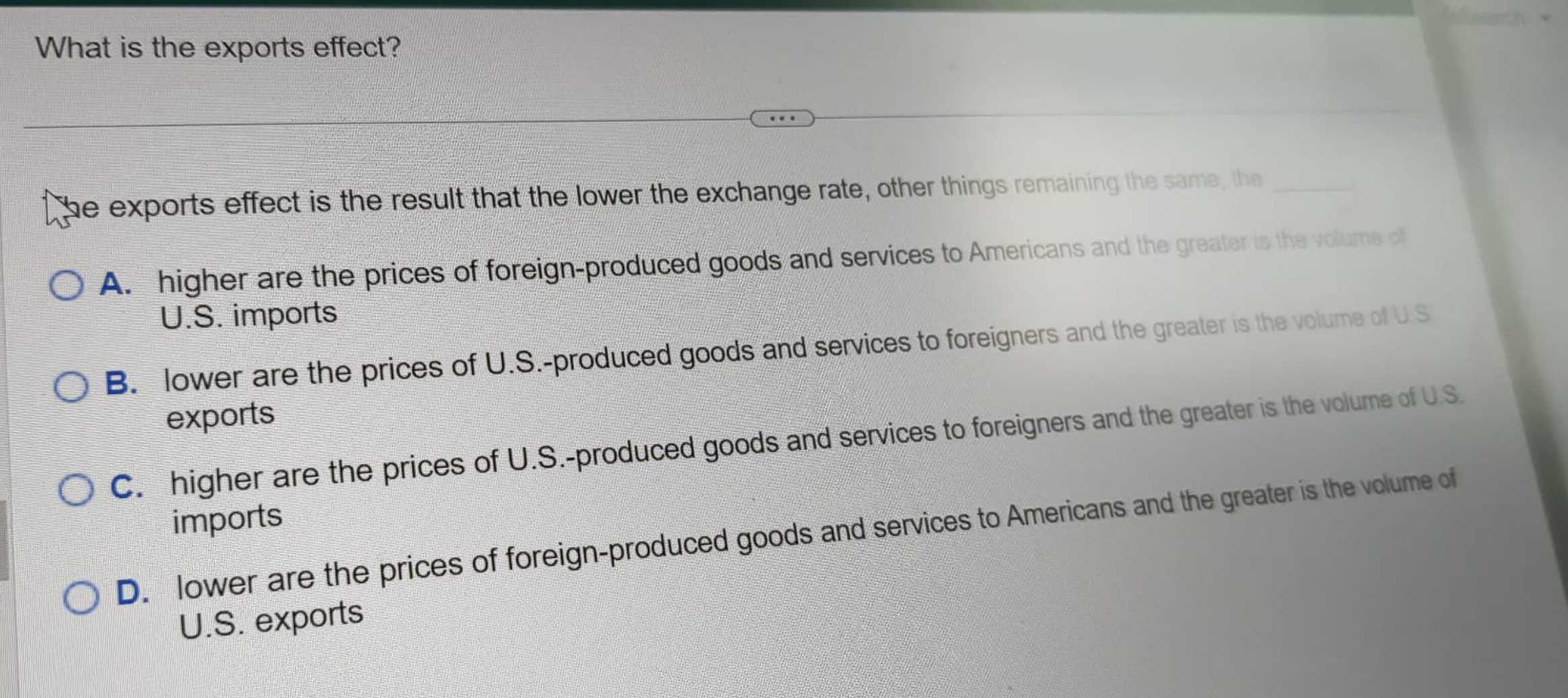 Solved What is the exports effect?We exports effect is the | Chegg.com
