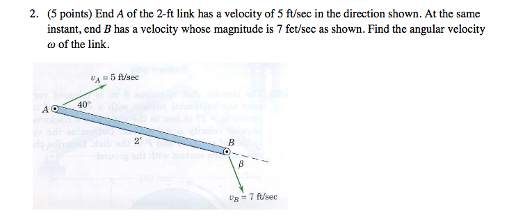 Solved 2. (5 points) End A of the 2-ft link has a velocity | Chegg.com Solved 2. (5 points) End A of the 2-ft link has a velocity | Chegg.com
