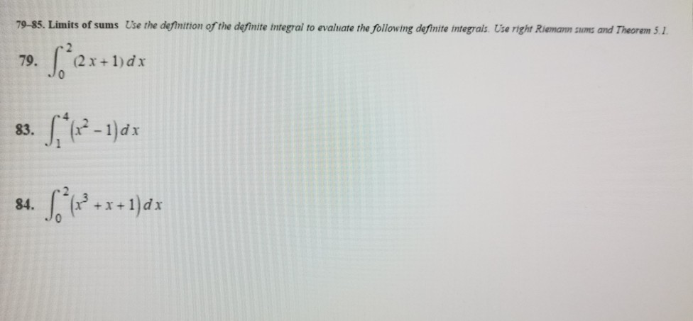 Solved Evaluating Definite Integrals Using Limits » In | Chegg.com