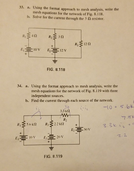 Solved 33 A Using The Format Approach To Mesh Analysis 