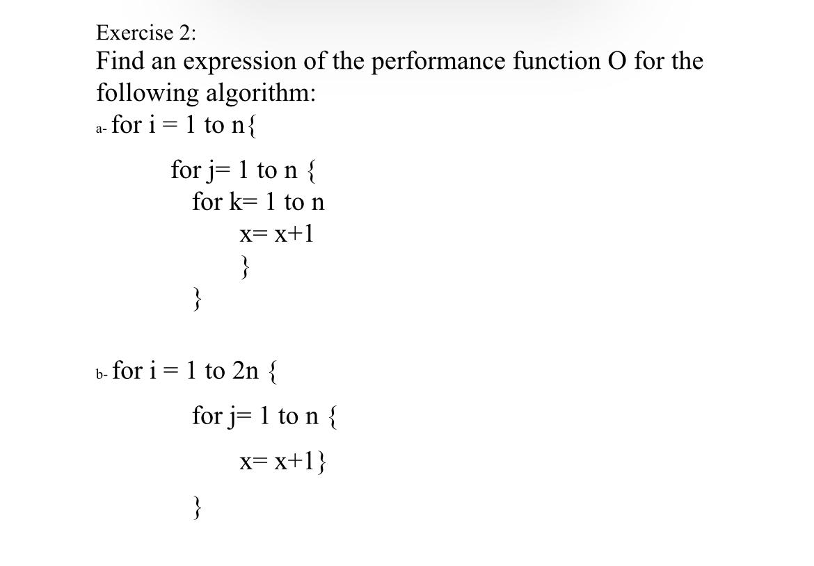 Solved Exercise 2: Find an expression of the performance | Chegg.com