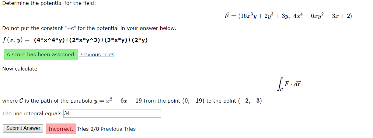 Solved Given the potential function is correct, how do I | Chegg.com