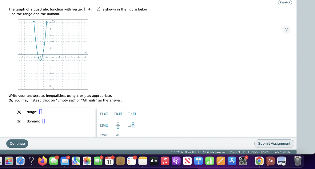 Solved The graph of a quadratic function with vertex (−4,−2) | Chegg.com