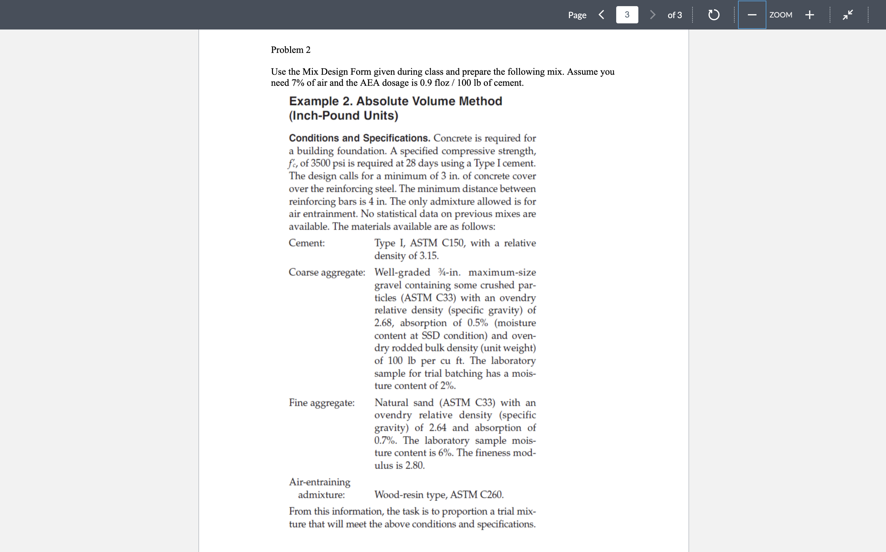 Solved Use the Mix Design Form given during class and | Chegg.com