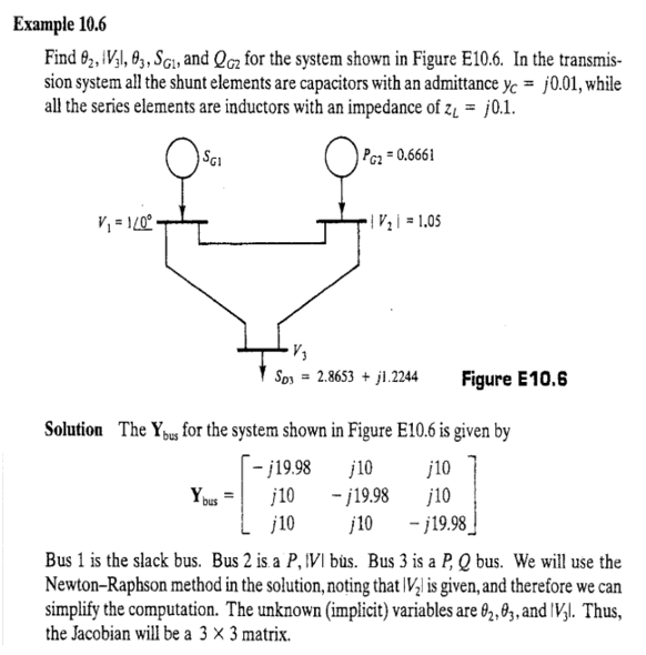Solved Example 10.6Find θ2,|V3|,θ3,SG1, ﻿and QC2 ﻿for the | Chegg.com