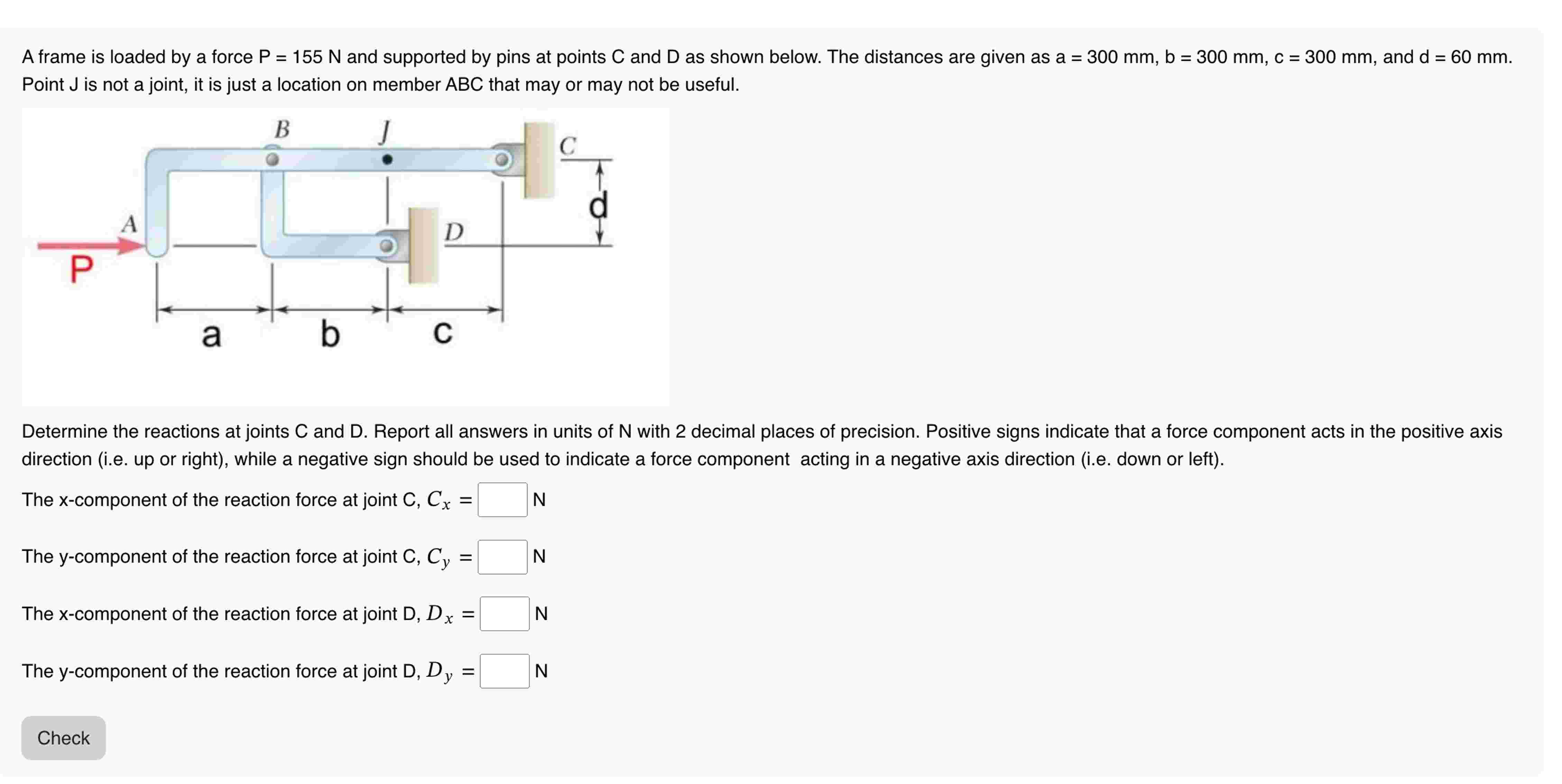 Solved Determine the reactions at joints C and D . ﻿Report | Chegg.com