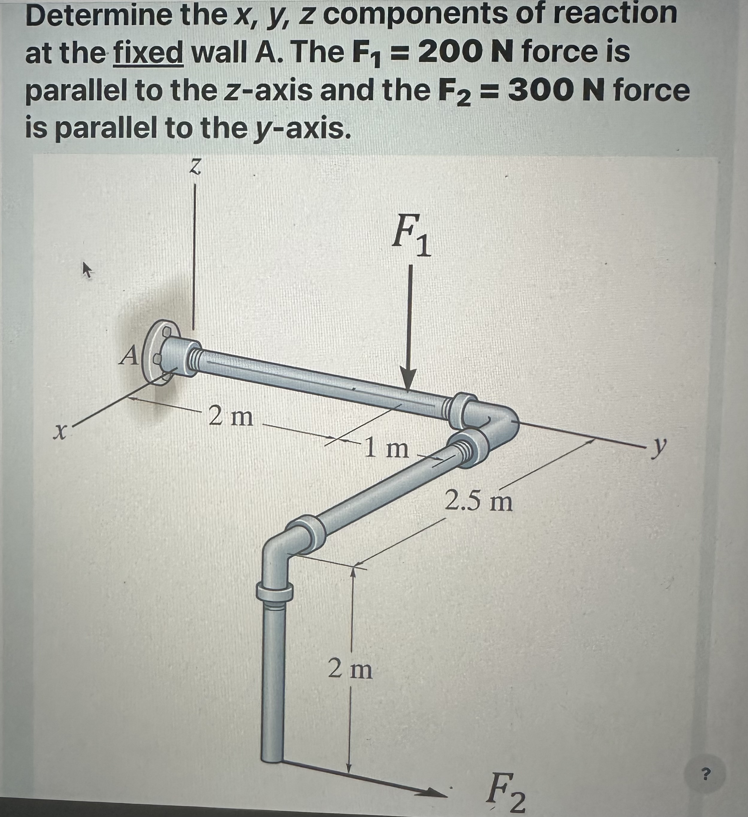 Solved Determine the x,y,z components of reaction at the | Chegg.com