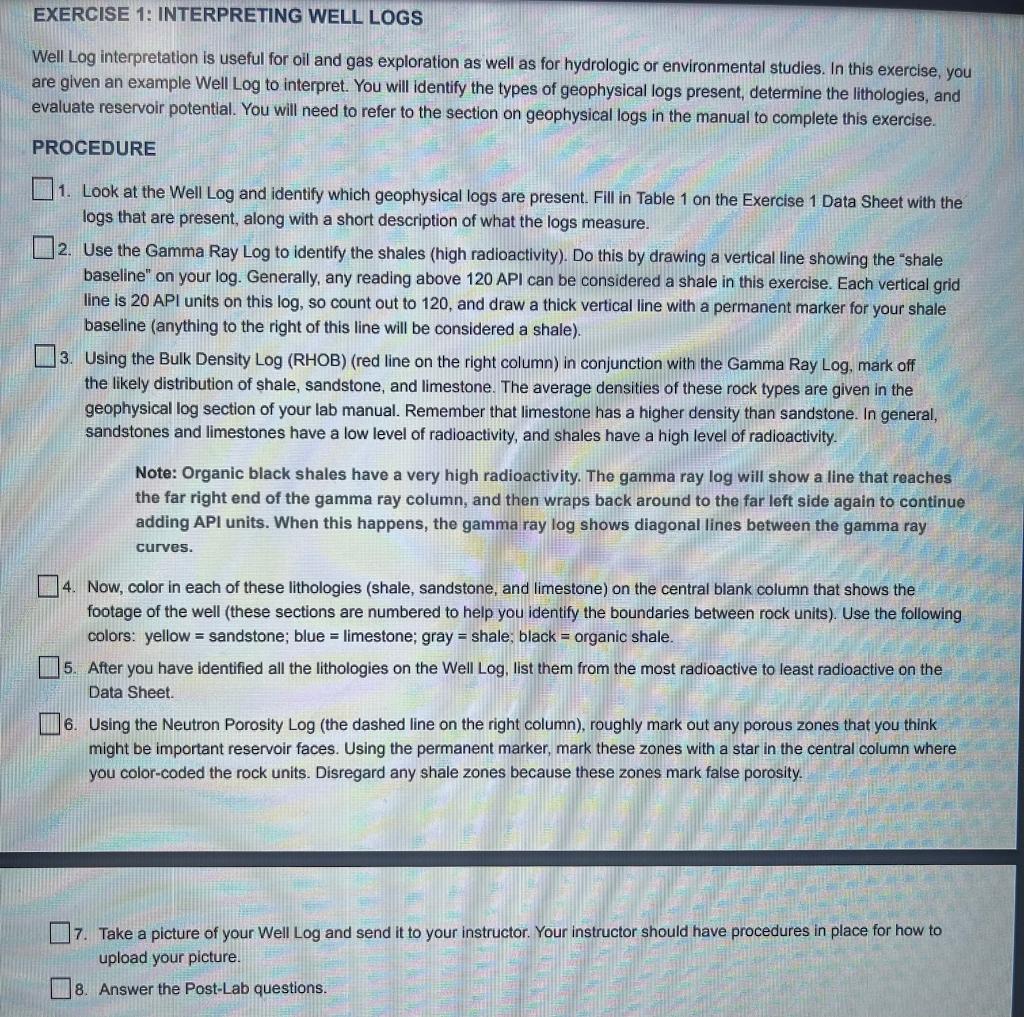 Solved Well Log interpretation is useful for oil and gas | Chegg.com