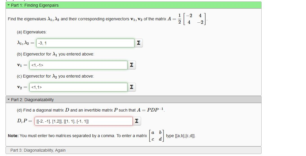 Solved Part 1: Finding Eigenpairs 1-2 41 Find the | Chegg.com