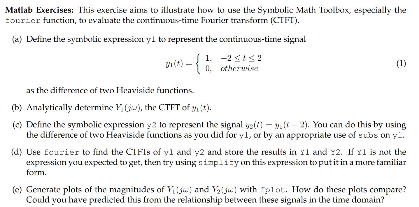 Matlab Exercises: This exercise aims to illustrate | Chegg.com