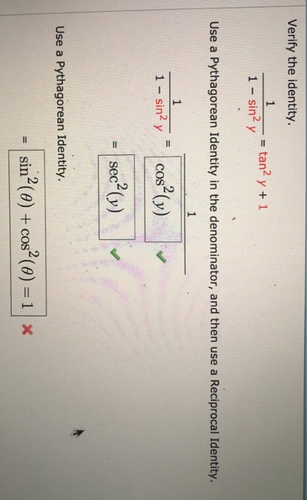 Solved Verify the identity. sin2y tan2 Use a Pythagorean | Chegg.com