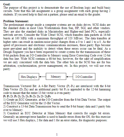 Solved Goal: The purpose of this project is to demonstrate | Chegg.com