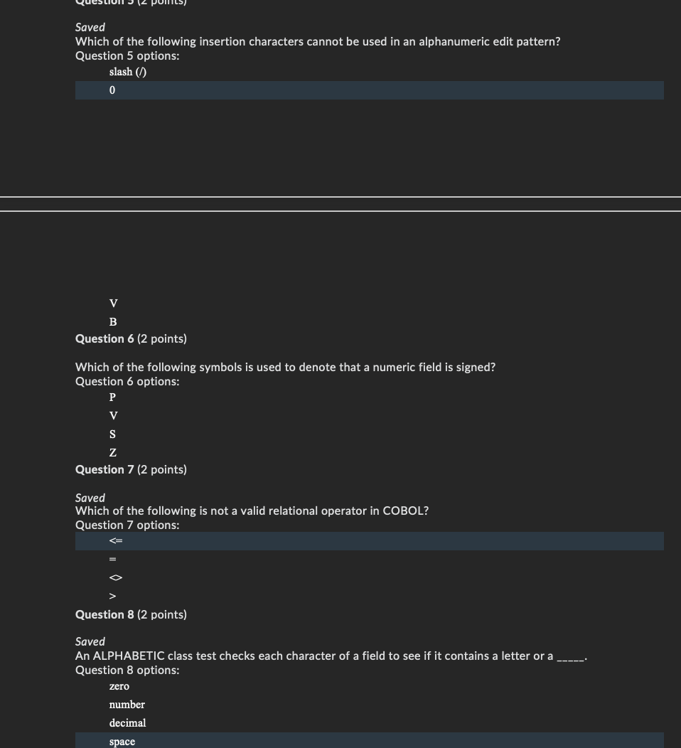 Solved Quiz Question 1 ( 2 points) Saved The _._._ statement | Chegg.com