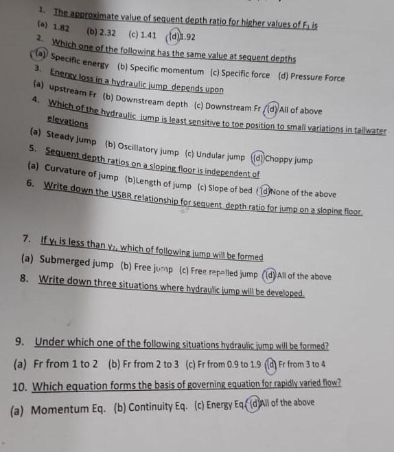 Solved (a) 1.82 1. The approximate value of sequent depth | Chegg.com