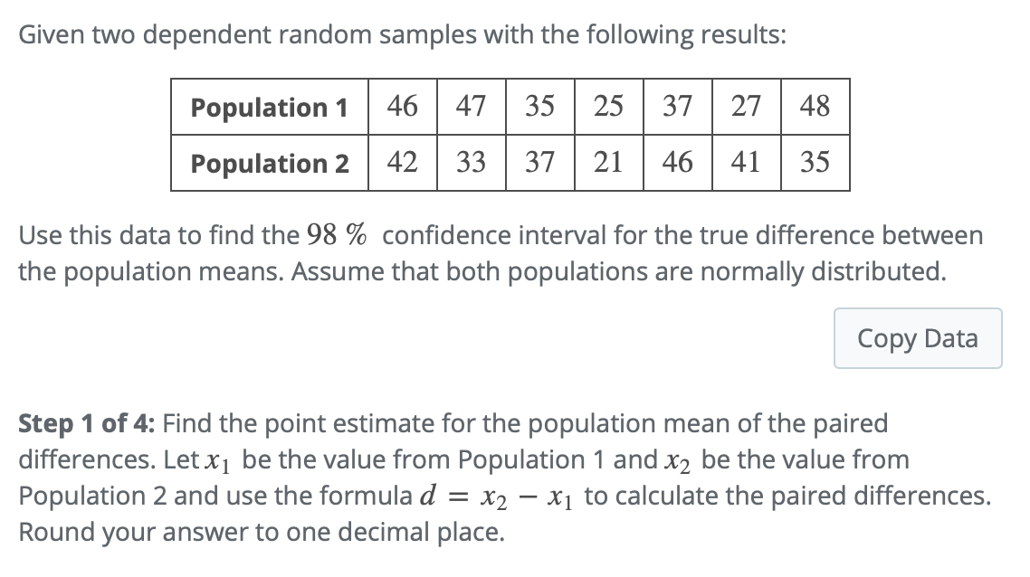 Solved Given two dependent random samples with the following | Chegg.com