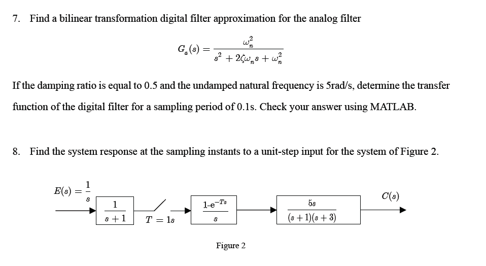 7. Find a bilinear transformation digital filter | Chegg.com