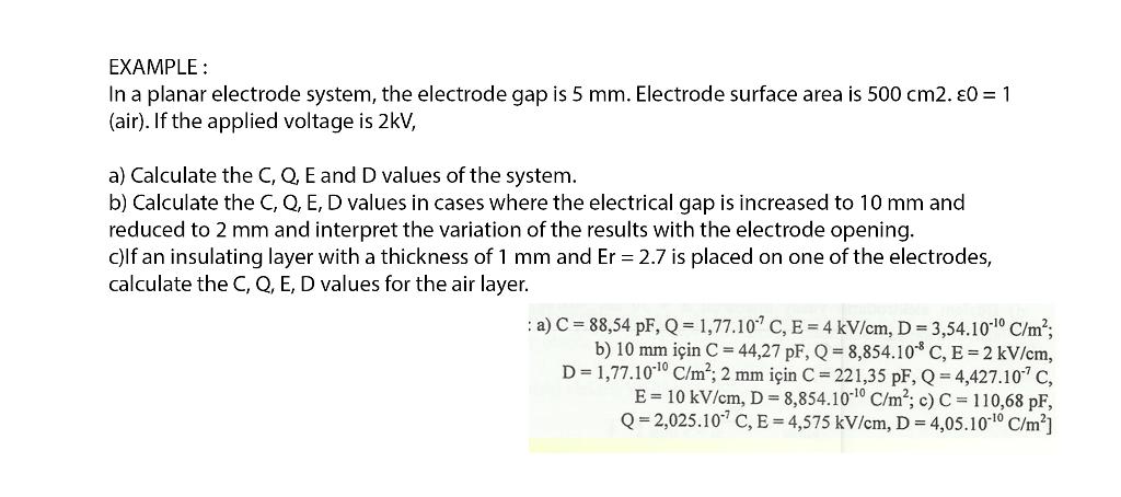 Solved EXAMPLE: In a planar electrode system, the electrode | Chegg.com