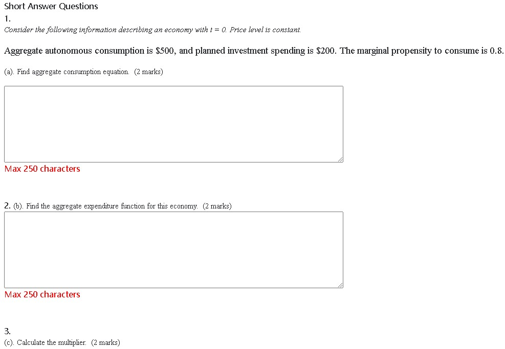Solved Short Answer Questions 1. Consider the following | Chegg.com