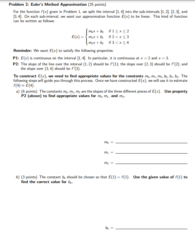 Solved Eulers Method Approximation Explanation One Problem 0902