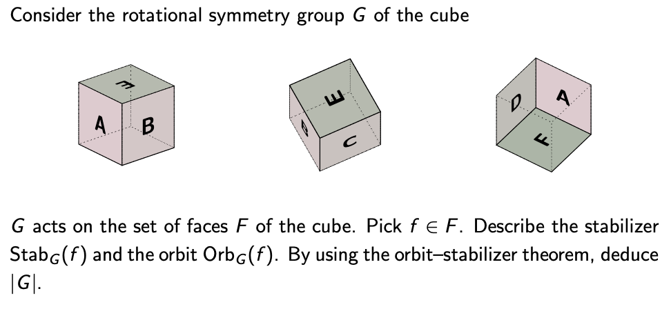 Solved Consider The Rotational Symmetry Group G Of The Cube