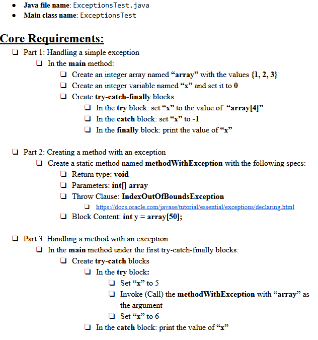 Solved • Java File Name Exceptionstestjava • Main Class 1338