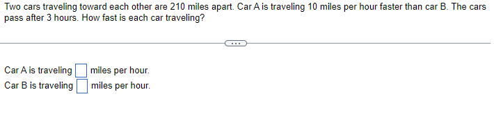 Solved Two cars traveling toward each other are 210 miles | Chegg.com