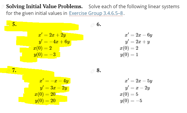 Solved Solving Initial Value Problems. Solve each of the | Chegg.com