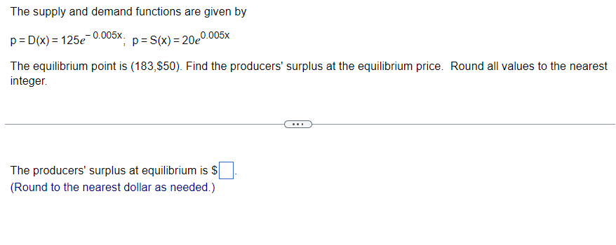Solved The supply and demand functions are given by | Chegg.com