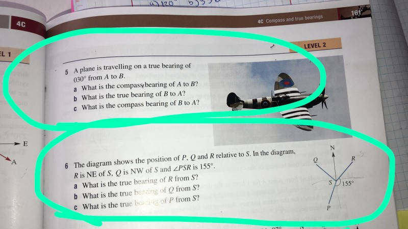 Solved 1206520 1 4C Compass and true bearings LEVEL 2 EL 1 5 | Chegg.com