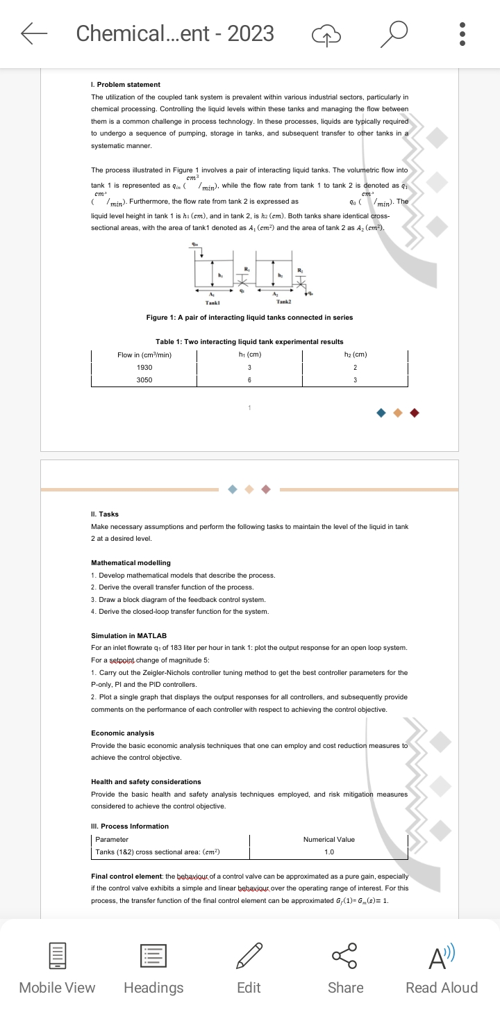 Solved I. Problem statement The utilization of the coupled | Chegg.com