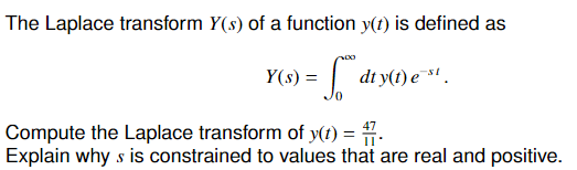 Solved The Laplace transform Y(s) of a function y(t) is | Chegg.com
