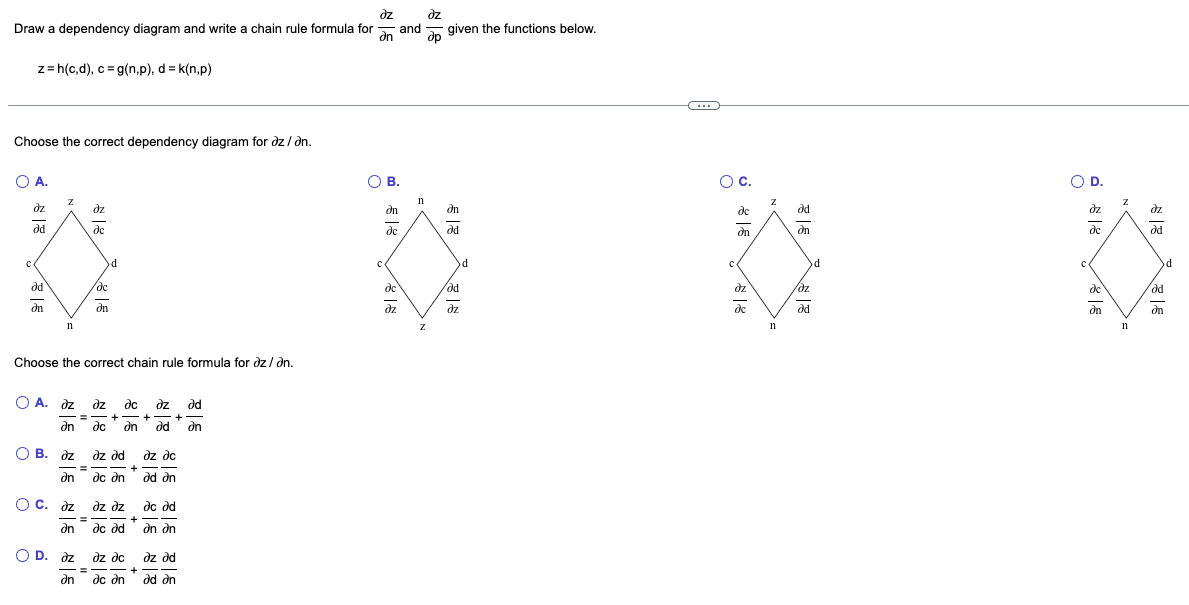 Solved dz dz Draw a dependency diagram and write a chain | Chegg.com