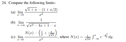 Solved 24. Compute the following limits: (a) | Chegg.com