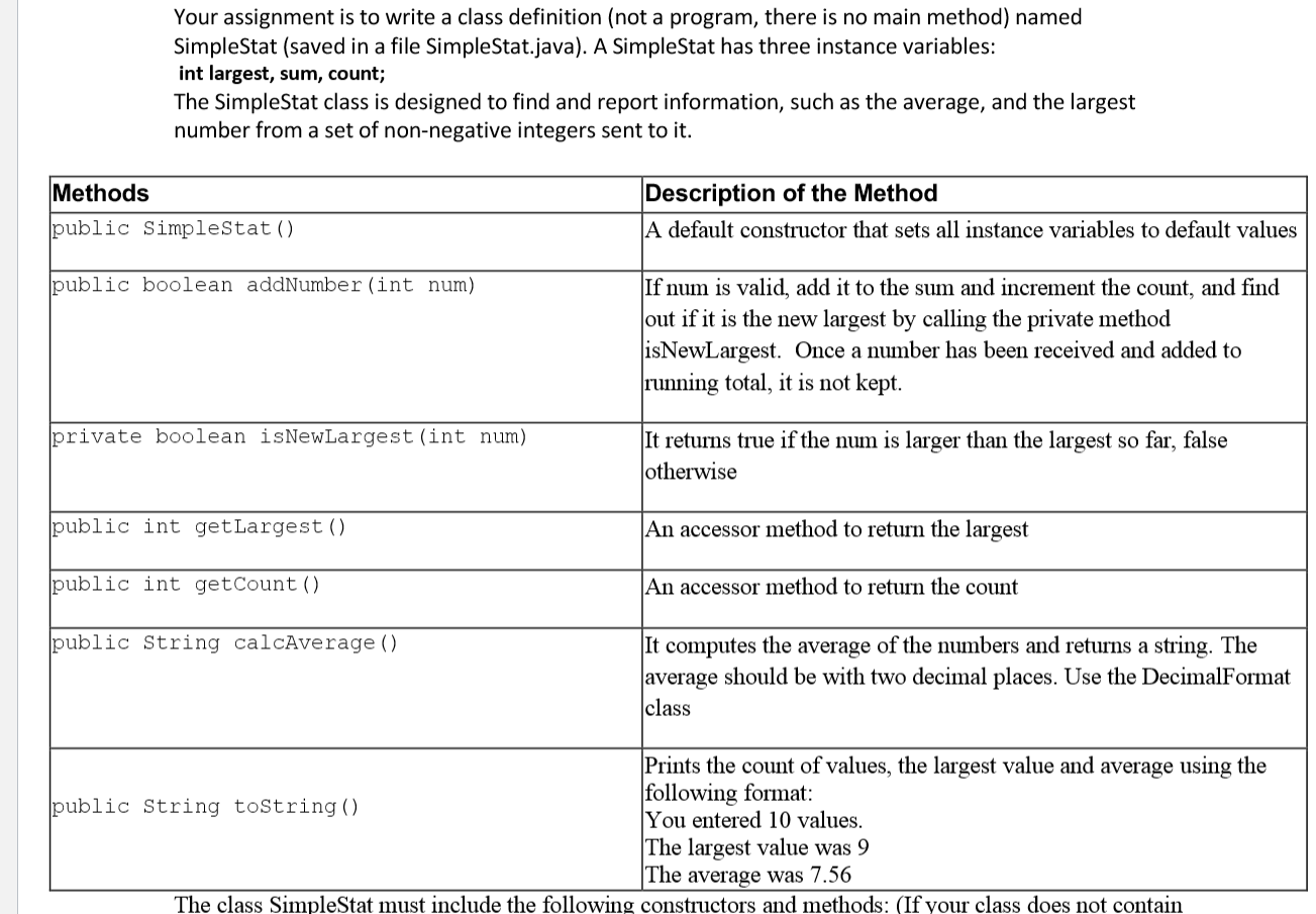 Solved Your assignment is to write a class definition (not a | Chegg.com