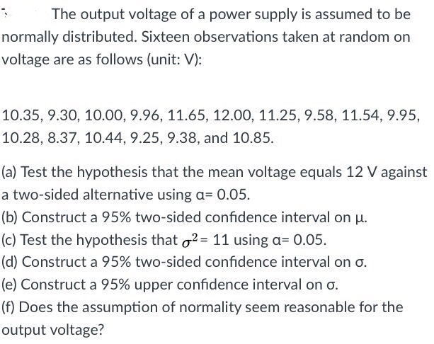 Solved The output voltage of a power supply is assumed to be | Chegg.com