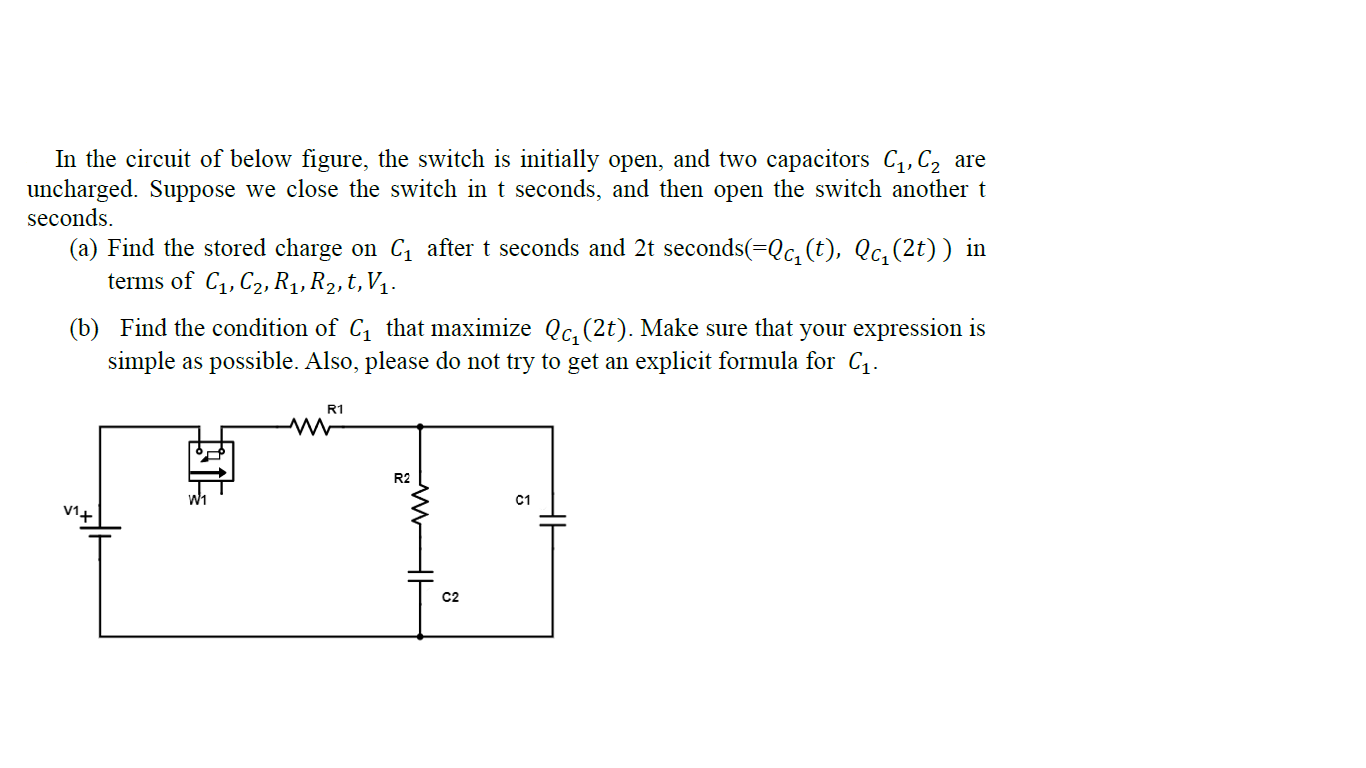 Solved In the circuit of below figure, the switch is | Chegg.com