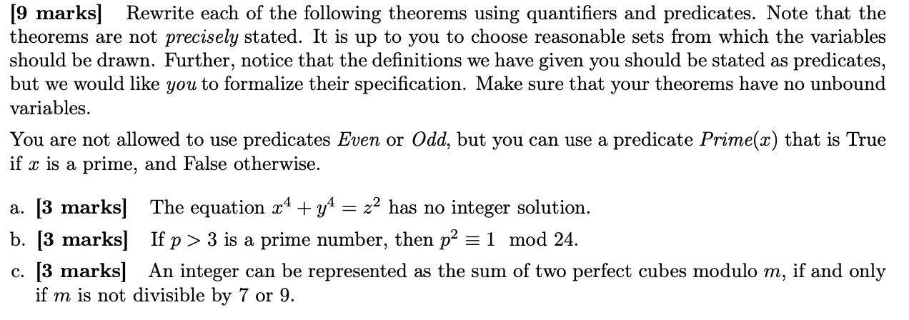 Solved 9 Marks Rewrite Each Of The Following Theorems
