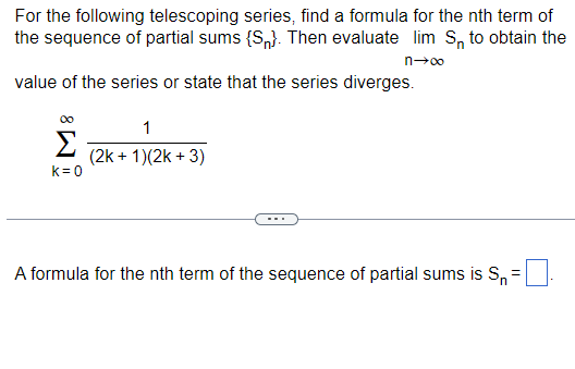 Solved For the following telescoping series, find a formula | Chegg.com