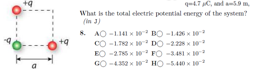 Solved q=4.7μC, ﻿and a=5.9m, ﻿What is the total electric | Chegg.com