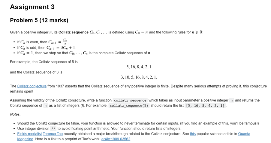 Solved Assignment 3 Problem 5 (12 marks) . Given a positive | Chegg.com