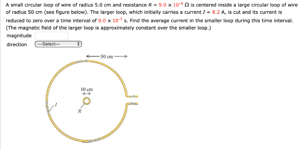 Solved A small circular loop of wire of radius 5.0 cm and | Chegg.com