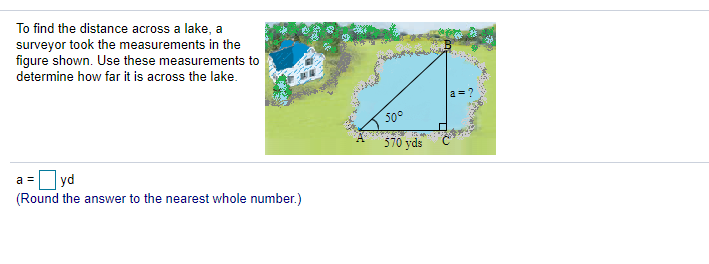 Solved To find the distance across a lake, a surveyor took | Chegg.com