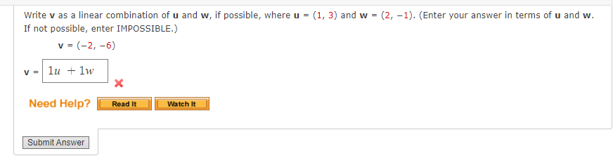 Solved Write v as a linear combination of u1, u2, and u3, if | Chegg.com