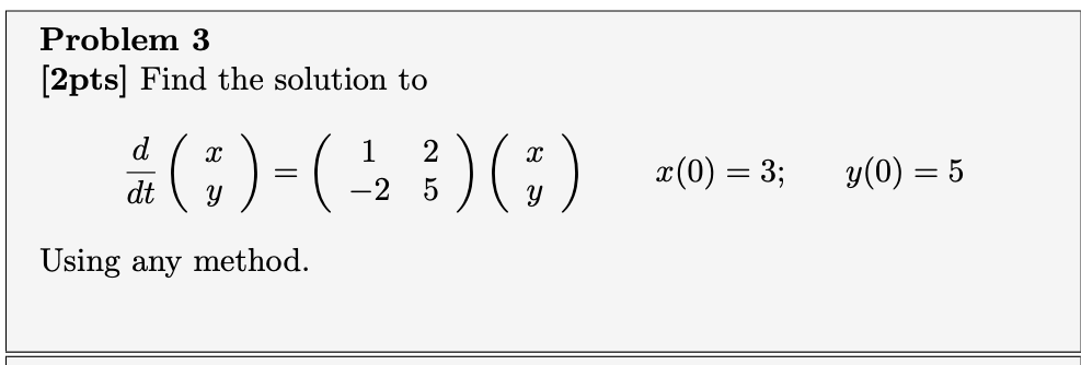 Solved Problem 3 [2pts] Find the solution to | Chegg.com