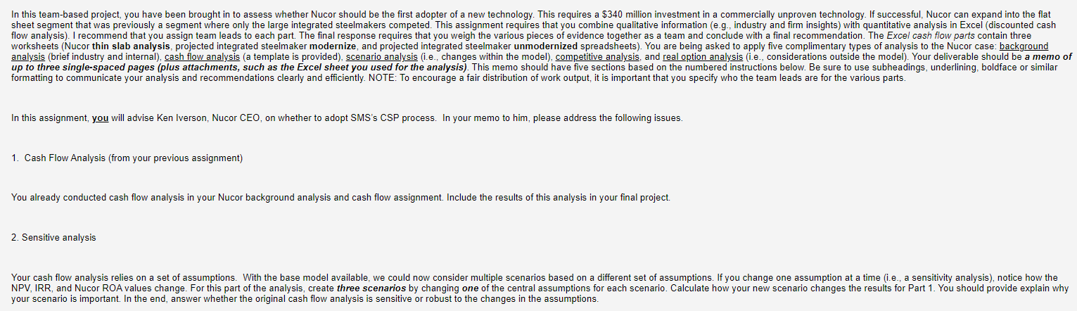 Solved In this assignment, you will advise Ken Iverson, | Chegg.com