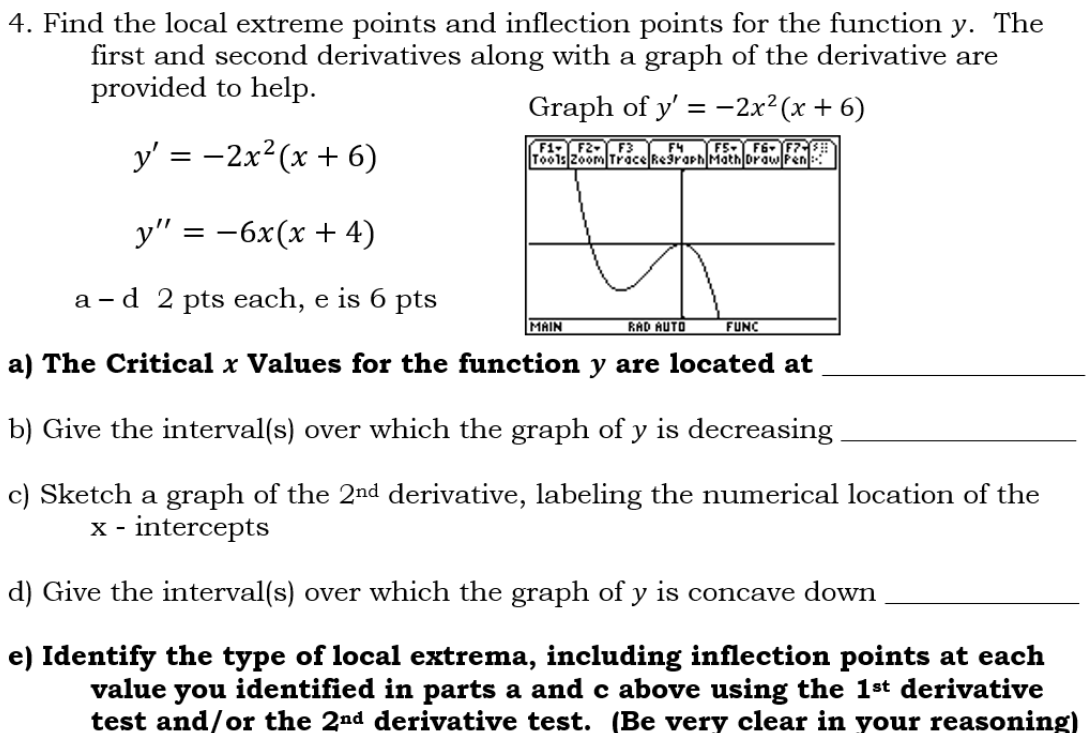 Solved 4. Find the local extreme points and inflection | Chegg.com