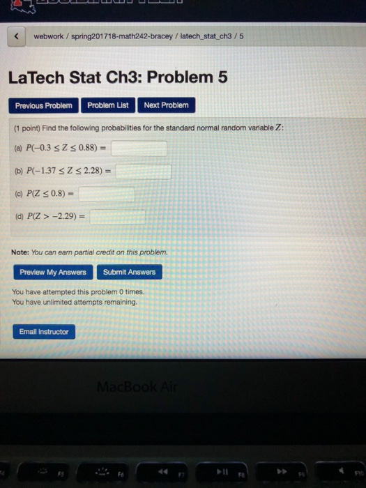 Solved Webworkspring201718 Math242 Bracey Latech Stat 