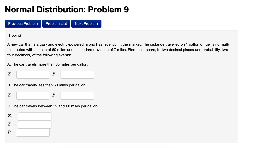 Solved Normal Distribution: Problem 9 Previous Problem | Chegg.com