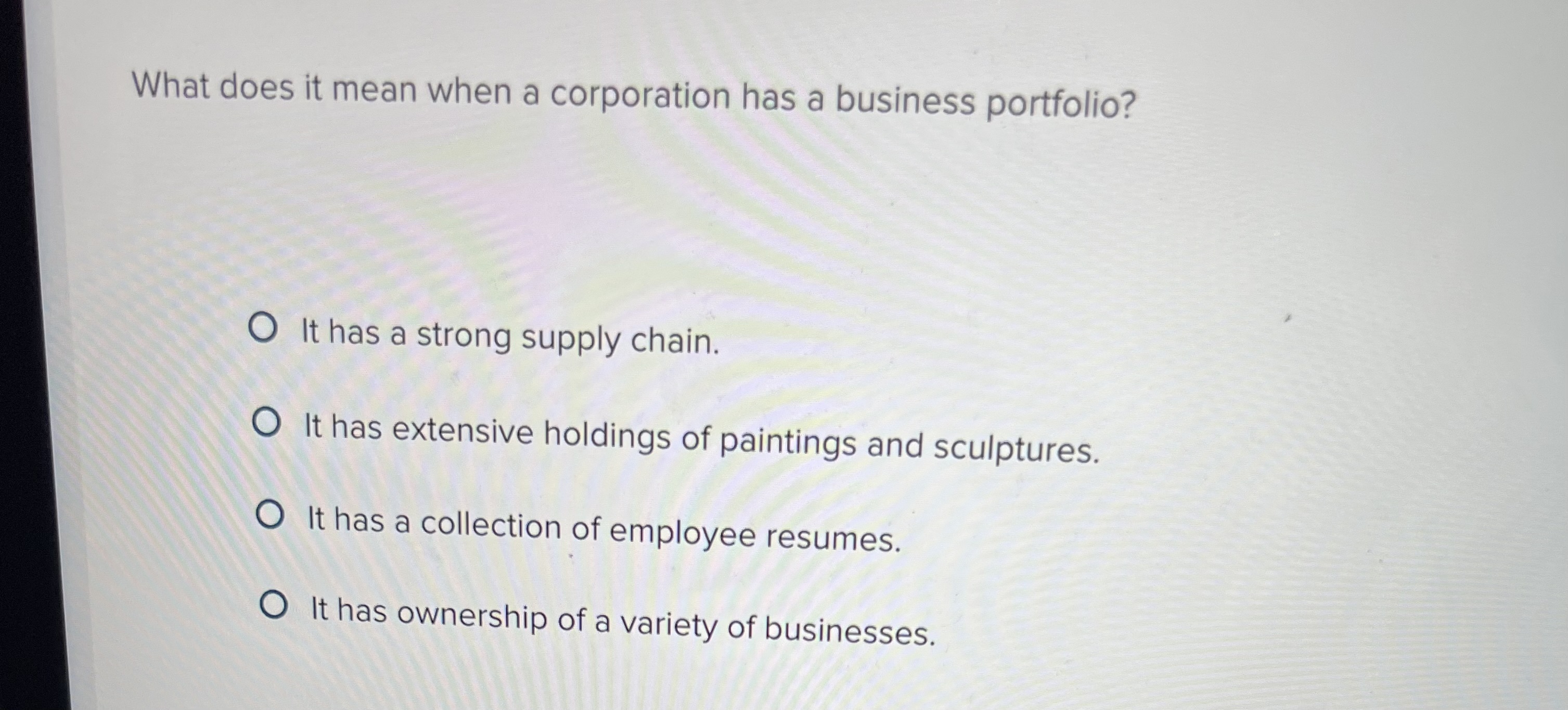 Solved What does it mean when a corporation has a business | Chegg.com